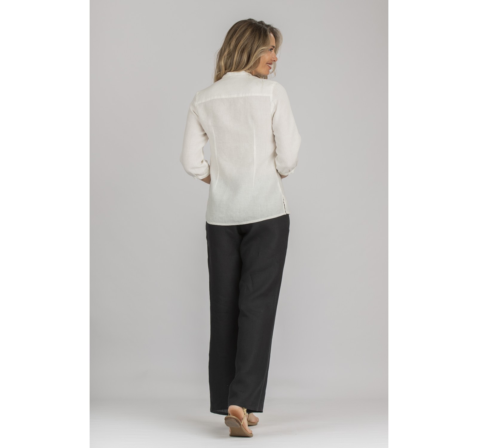 CHEMISE CELIA POUR FEMME EN LIN BLANC