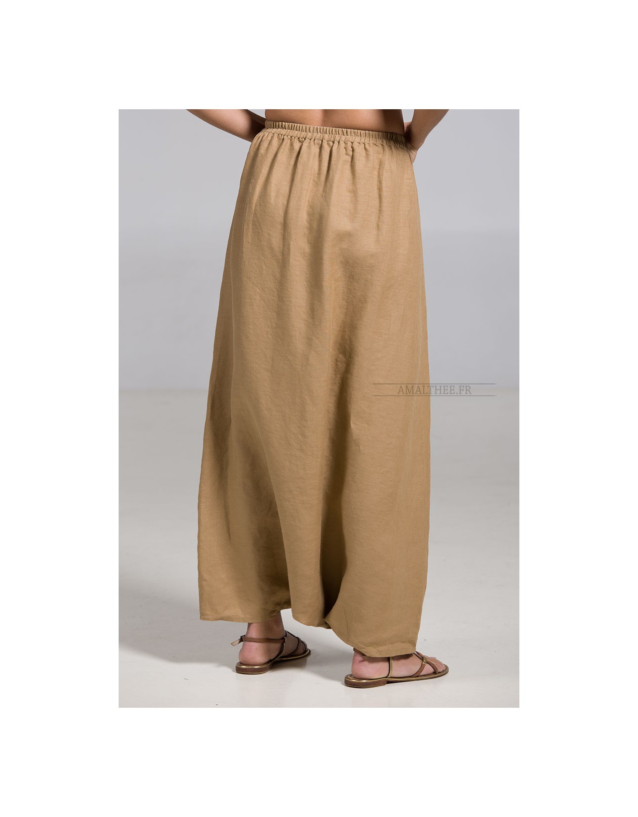 SAROUEL JUPE EN LIN HAVANE